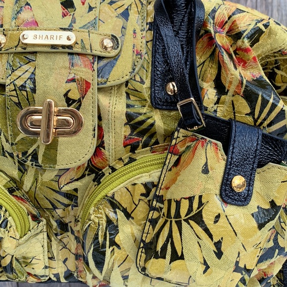 Sharif | Bags | Sharif Asian Inspired Handbag In Gold Black Palm ...